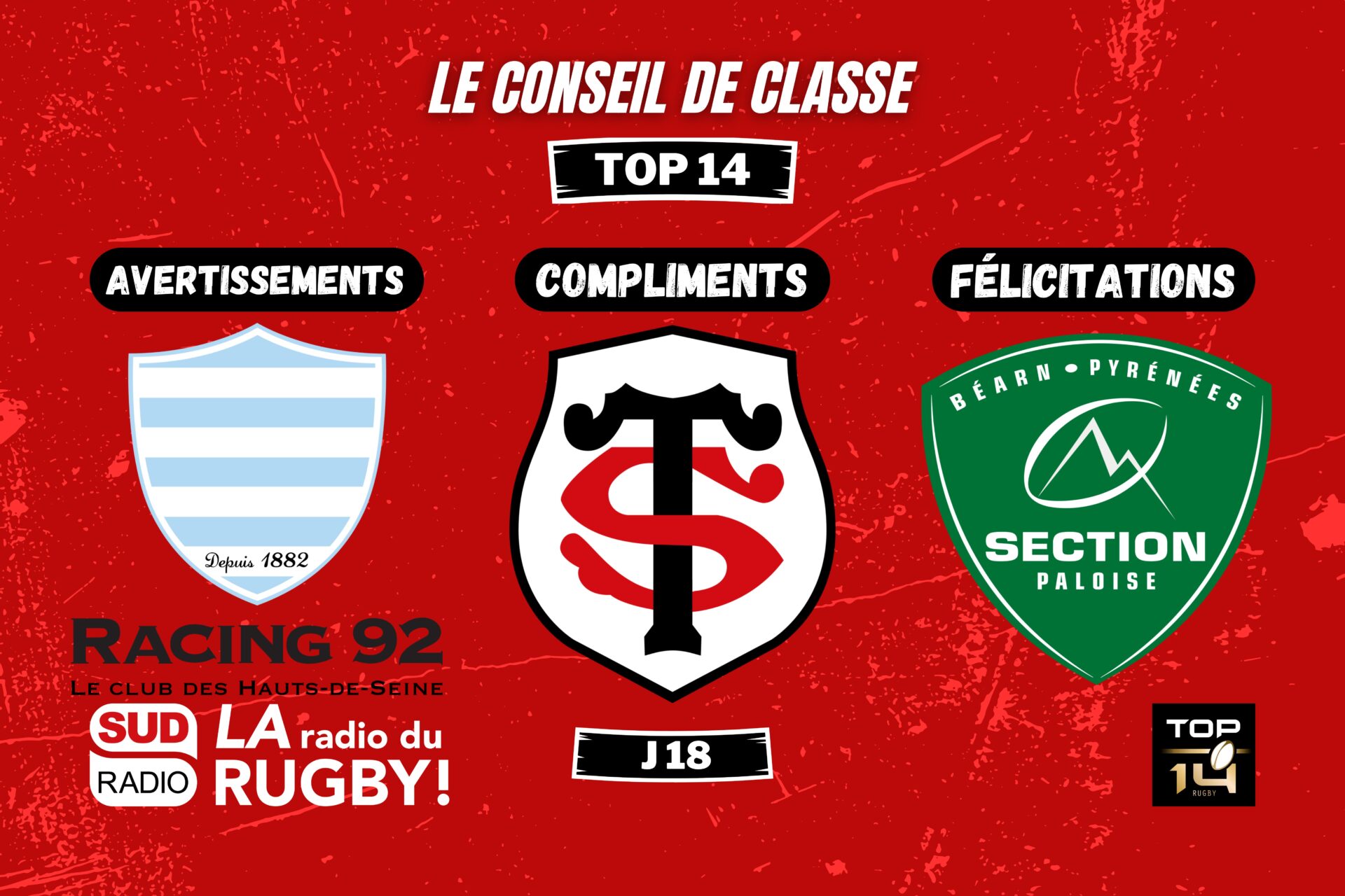 Le conseil de classe de la 18e journée de Top 14